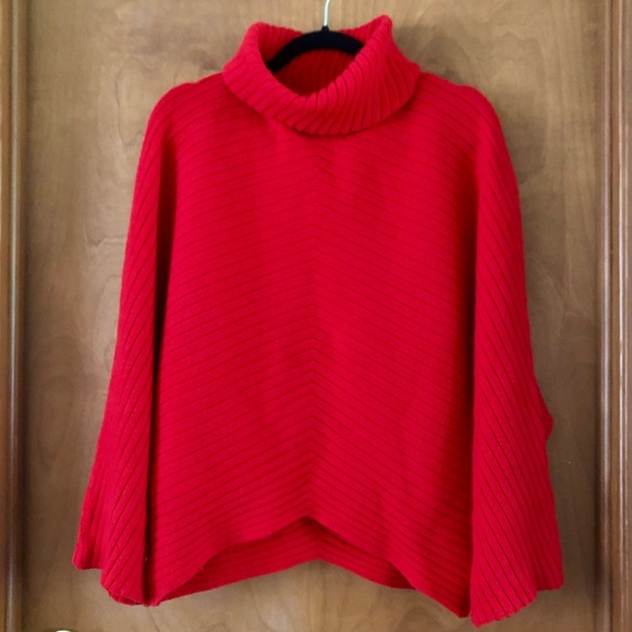 Moth | Sweaters | Moth Red Cowl Neck Oversize Ribbed Sweater | Poshmark